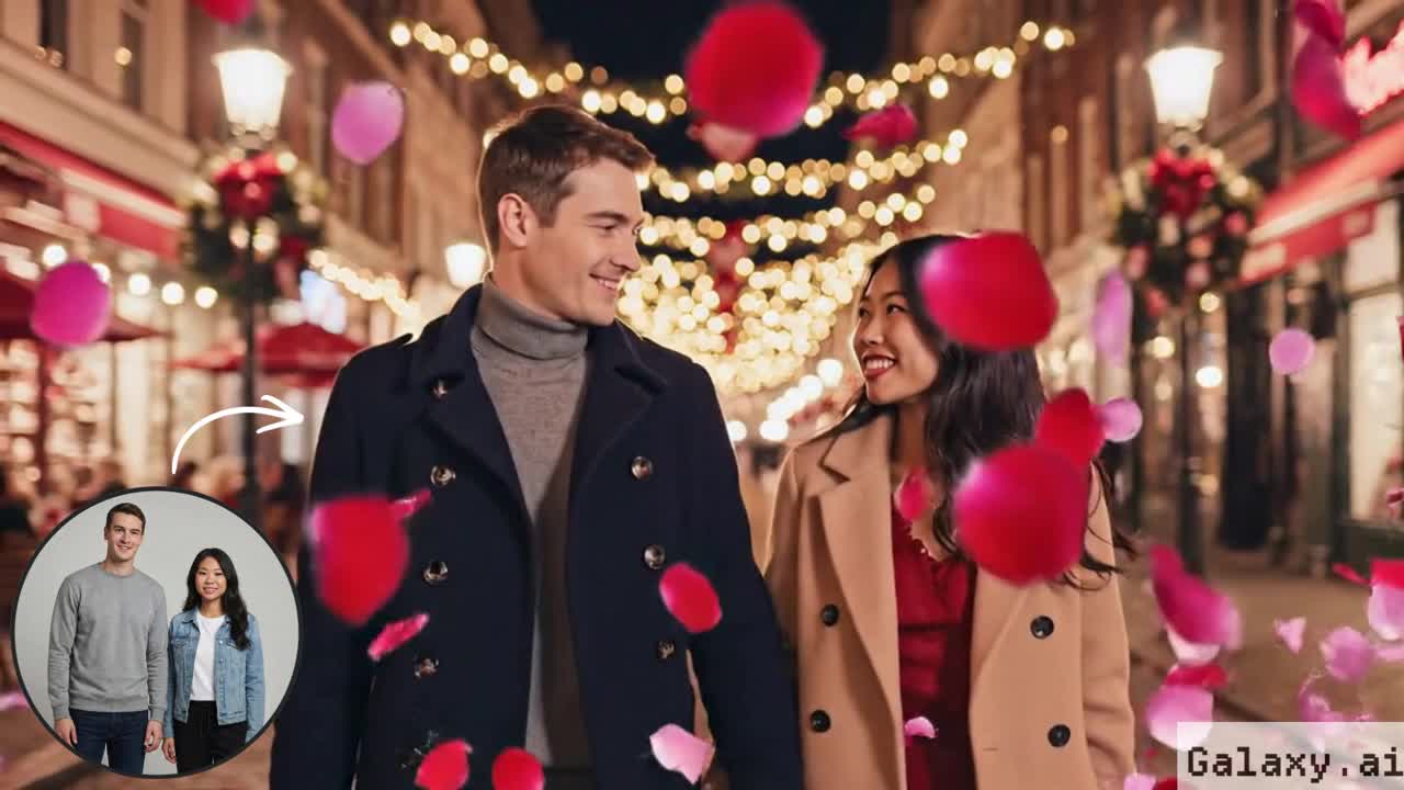 Cinematic Valentine Night Walk | Veo 3.1 Video Prompt | Galaxy